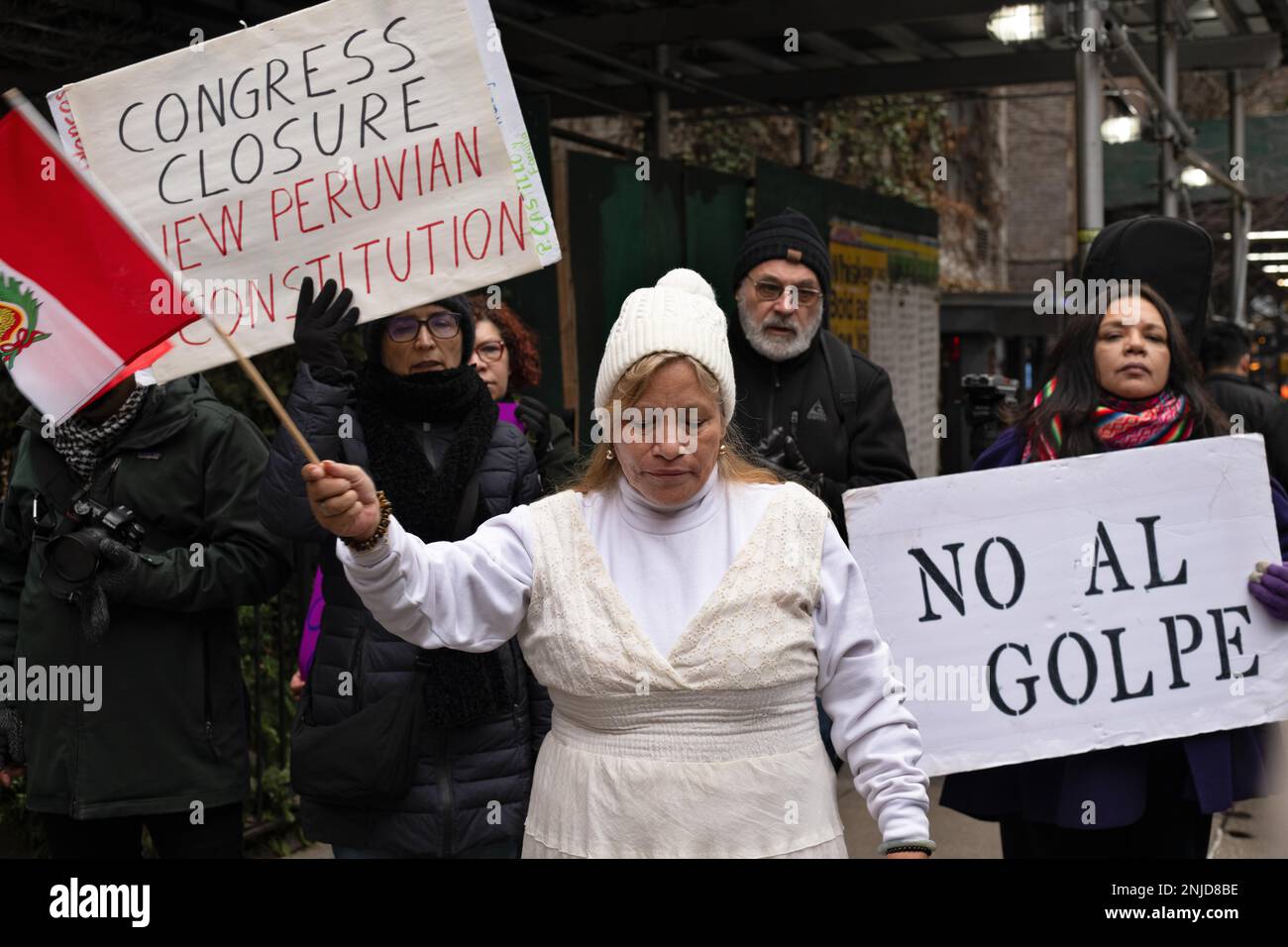 New York, New York, USA. 21st Feb, 2023. Activist ELSA SAMANIAEGO and ...
