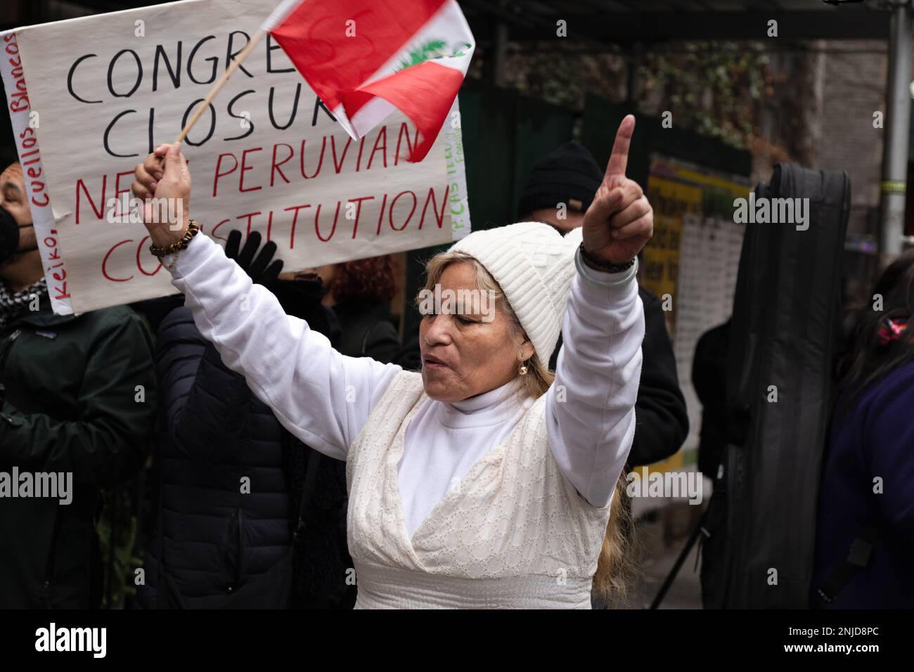 New York, New York, USA. 21st Feb, 2023. Activist ELSA SAMANIAEGO and ...