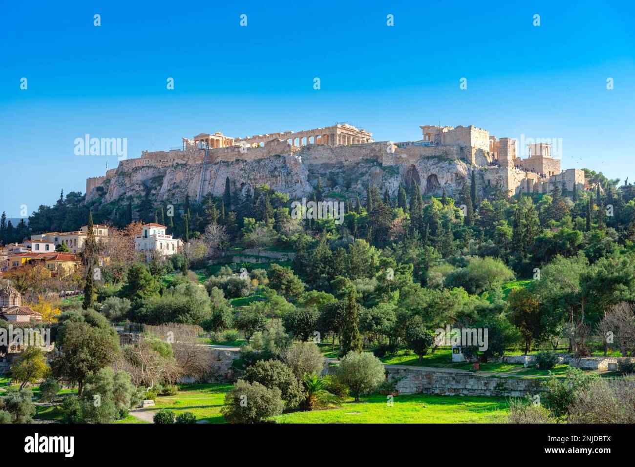 Acropolis with Parthenon and the Herodion theatre. View from the hill ...
