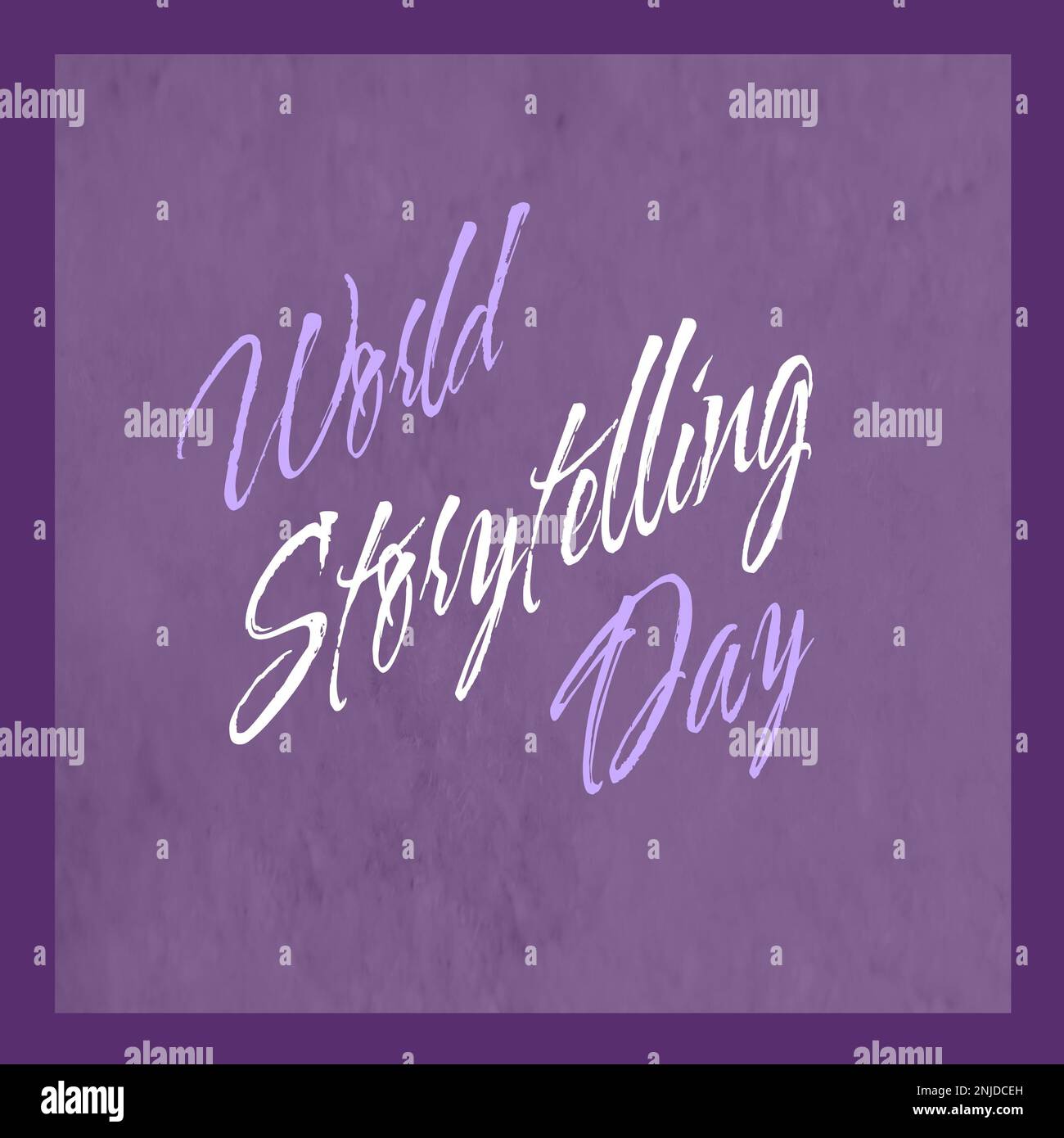 Composition of world storytelling day text over purple background with ...
