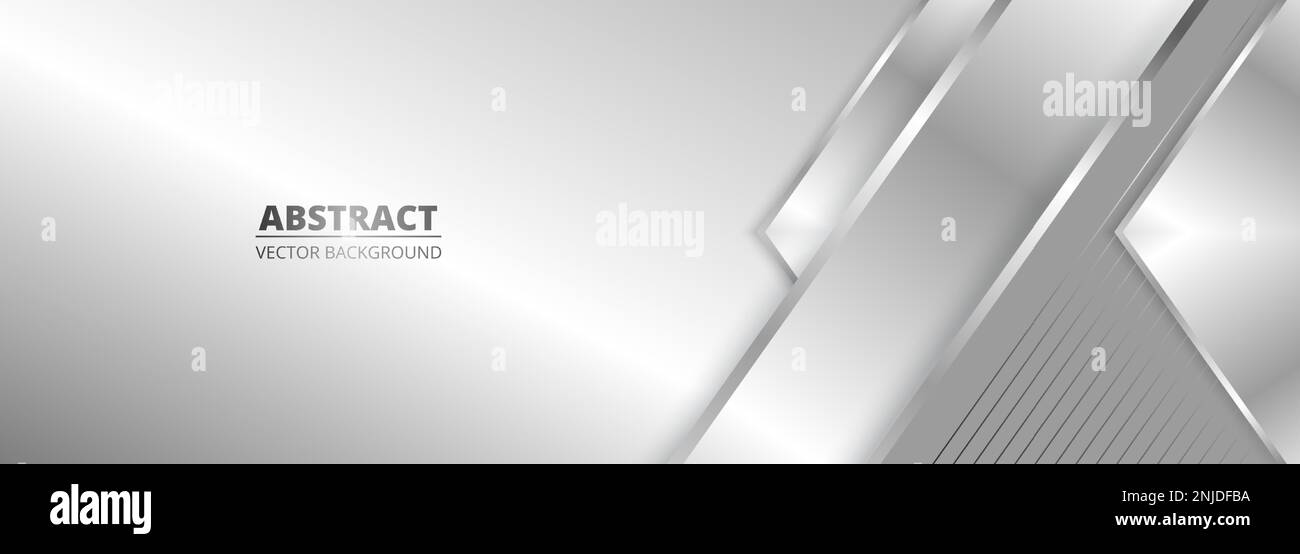 Wide luxury abstract background with silver gradient lines and shadows ...