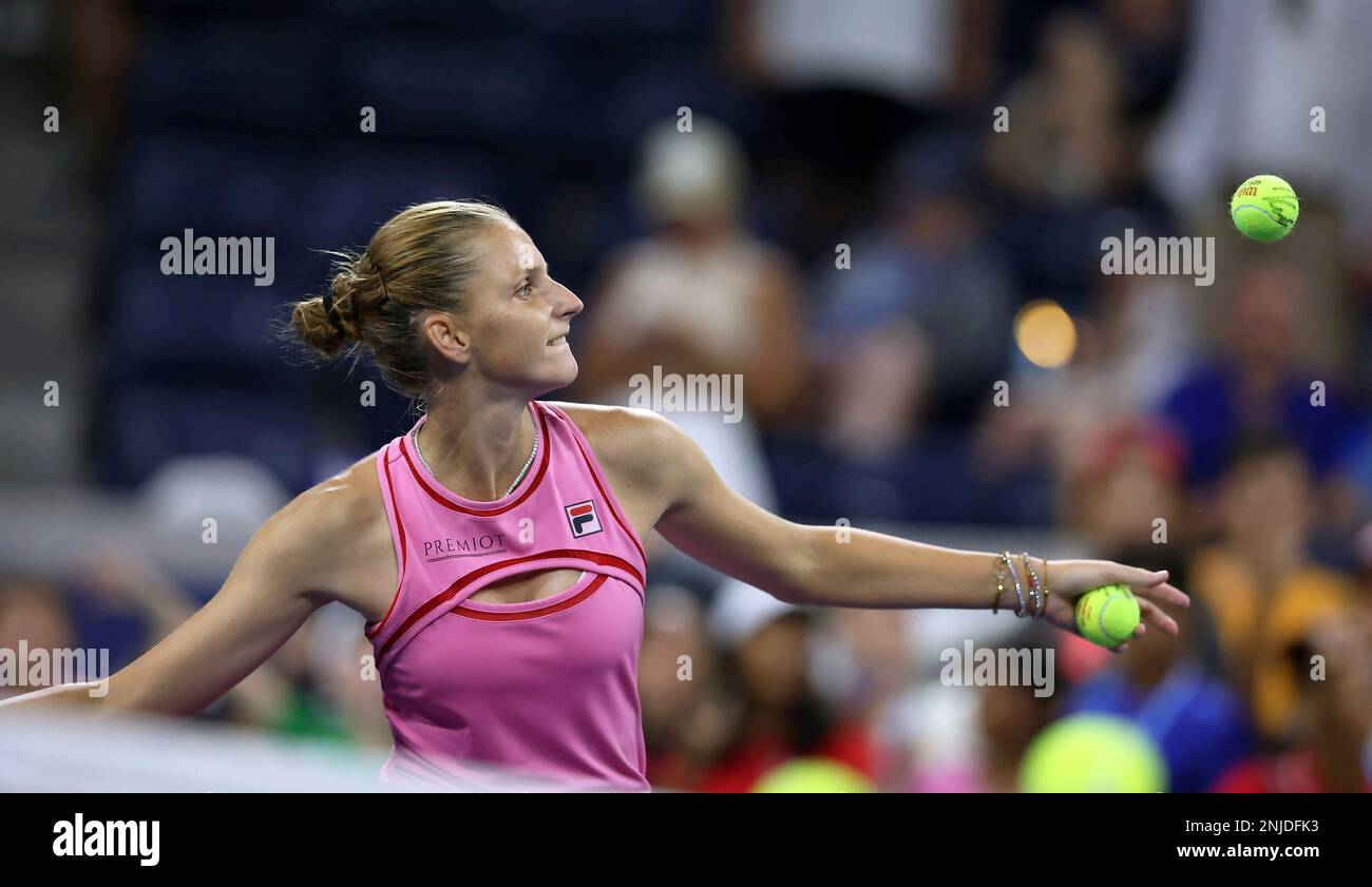 The Emirates Ball Flight post-match ceremony with Karolina Pliskova ...