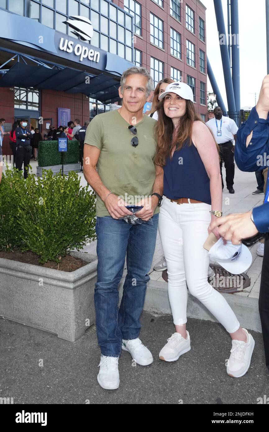 Actor, Ben Stiller poses for a photo with fans during a women's singles ...