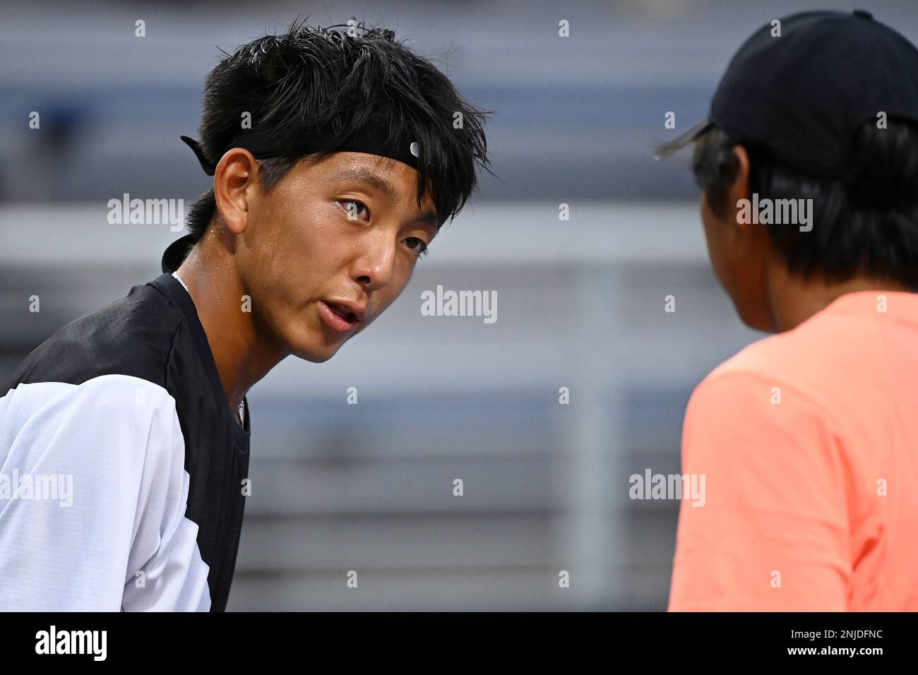Aidan Kim and Learner Tien during a junior boys' doubles match at the ...