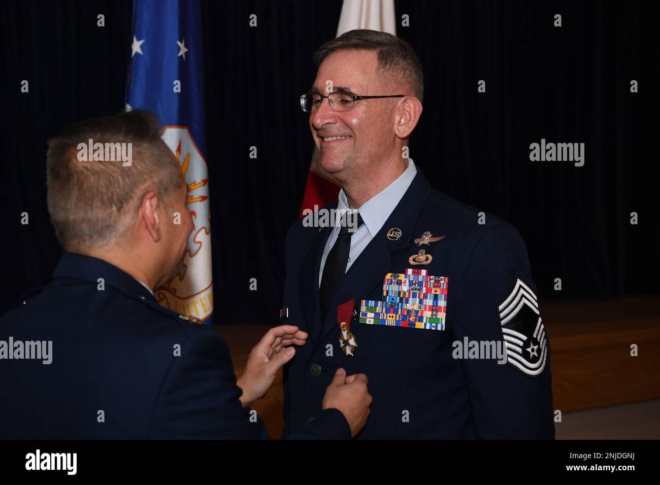 U.S. Air Force Chief Master Sgt. Samuel Morris, right, the 195th ...