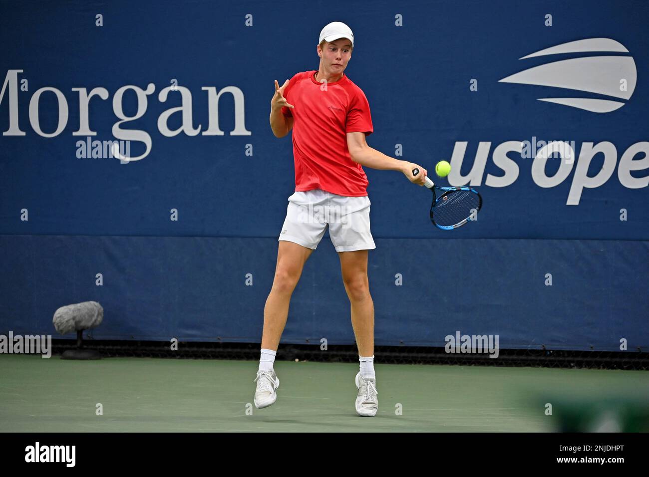 William Jansen in action during a junior boys' singles match at the ...