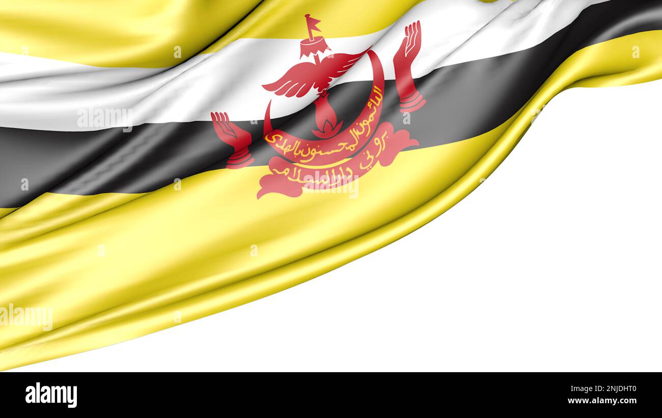 Brunei flag isolated on white background, 3D illustration Stock Photo ...