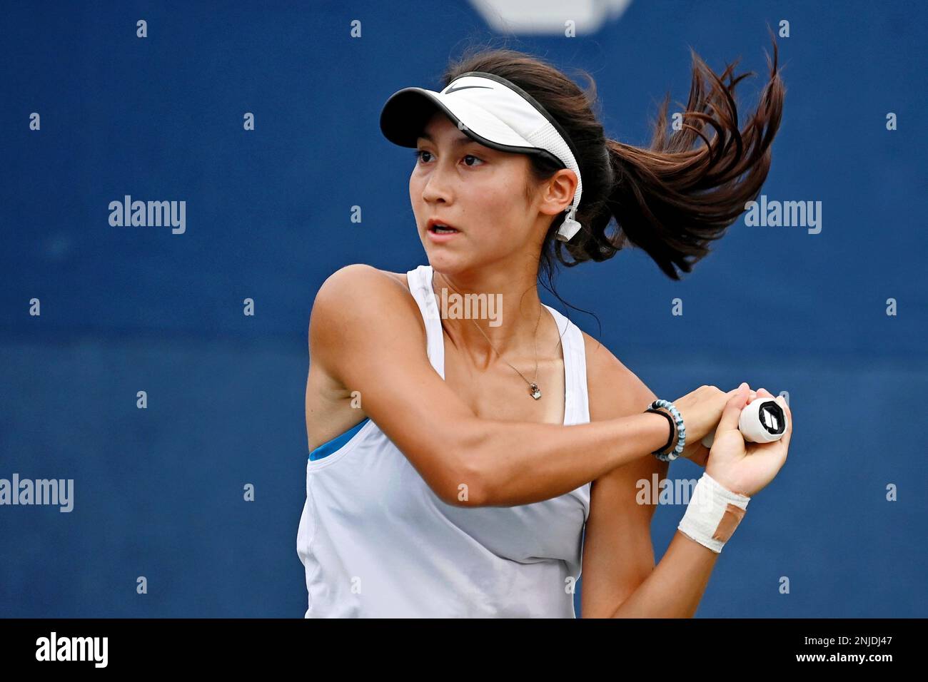 Valerie Glozman in action during a junior girls' singles match at the ...