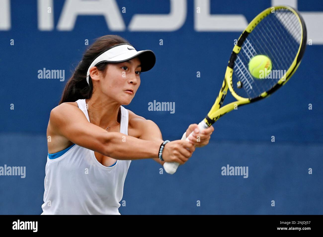Valerie Glozman in action during a junior girls' singles match at the ...