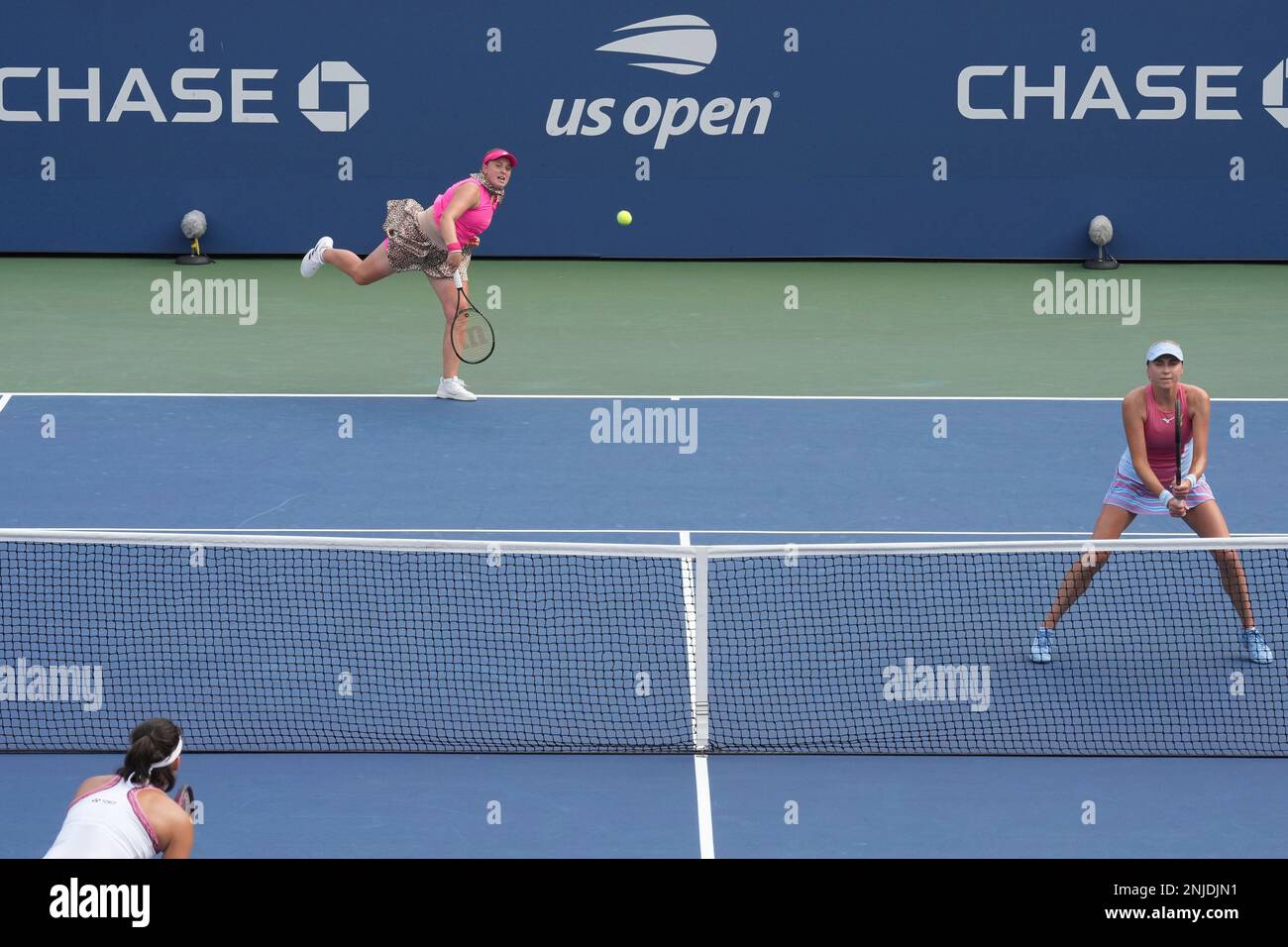 Jelena Ostapenko and Lyudmyla Kichenok in action during a women's ...