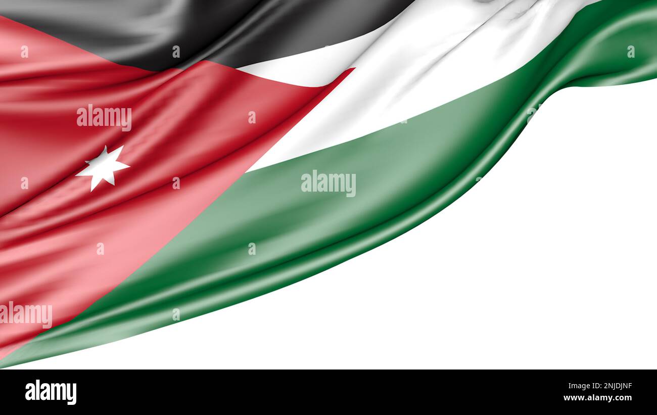 Jordan flag isolated on white background, 3D illustration Stock Photo ...