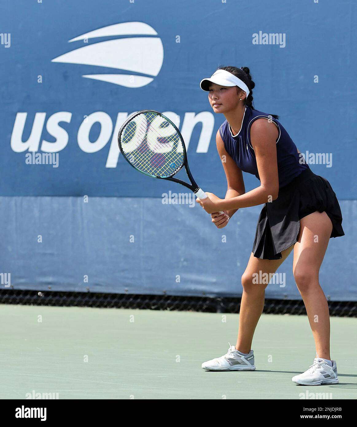 Aruzhan Sagandikova during a junior girls' singles match at the 2022 US ...