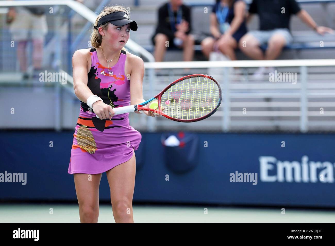 Liv Hovde serves during a junior girls' singles match at the 2022 US ...