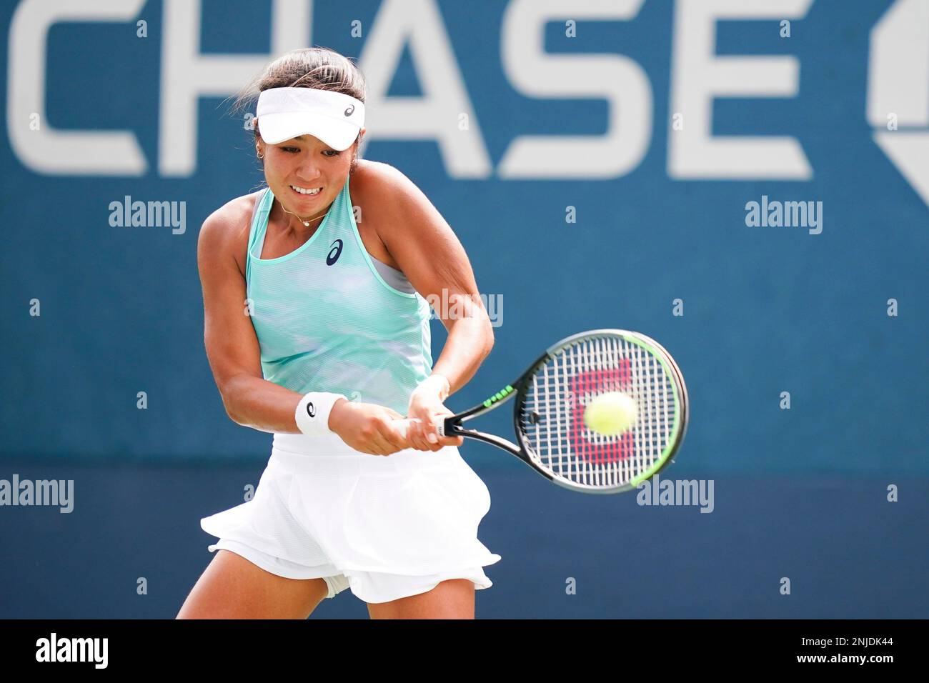 Katherine Hui in action during a junior girls' singles match at the ...