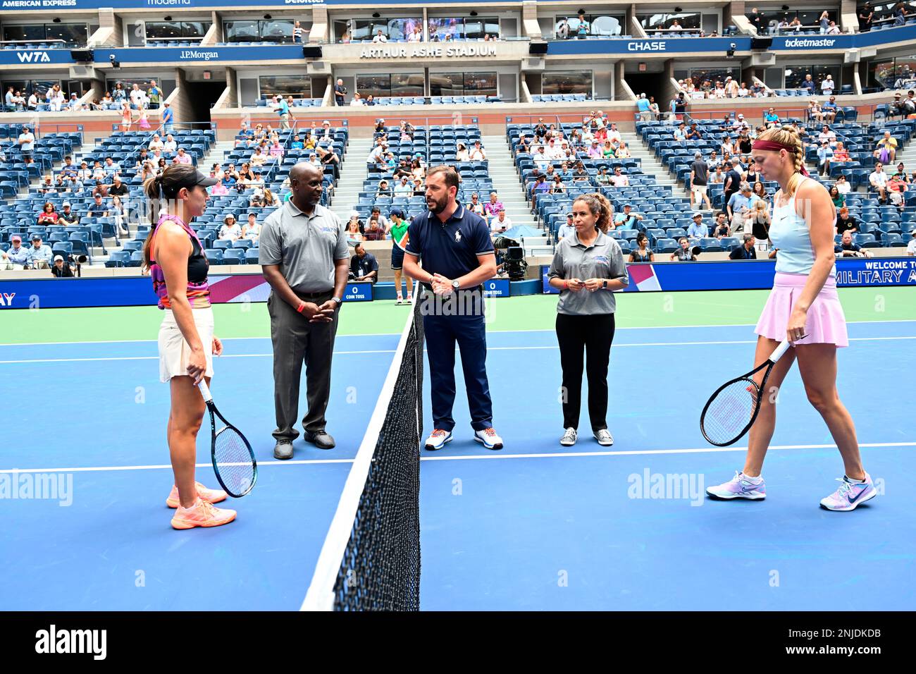 A coin toss for Lt. Joe Hunt US Open Military Appreciation Day before a ...