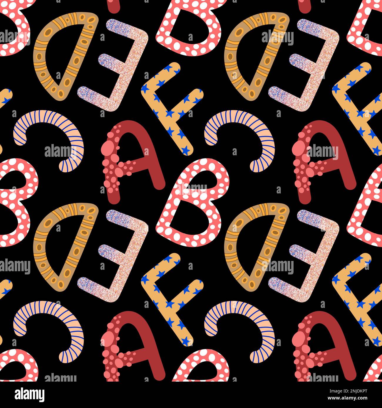 Cartoon alphabet seamless kids letter pattern for wrapping paper and ...