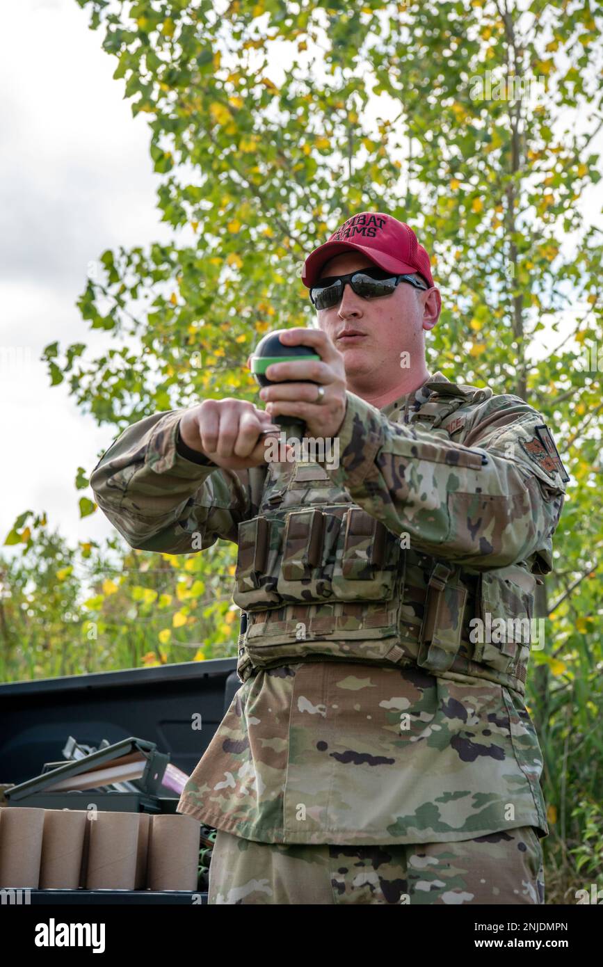 U.S. Air Force Staff Sgt. Kyle York, a combat arms instructor assigned ...