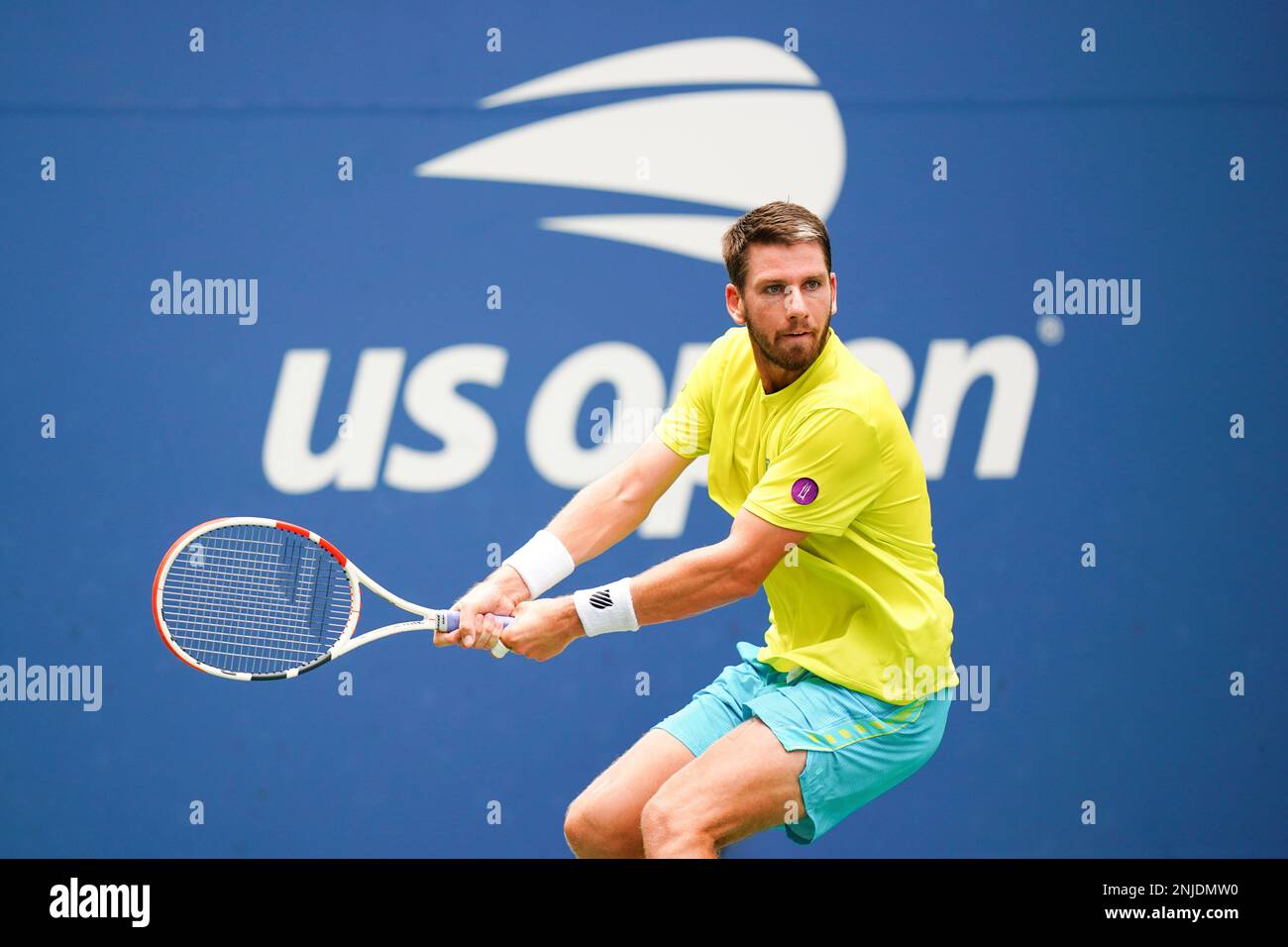 Cameron Norrie in action during a men's singles match at the 2022 US ...