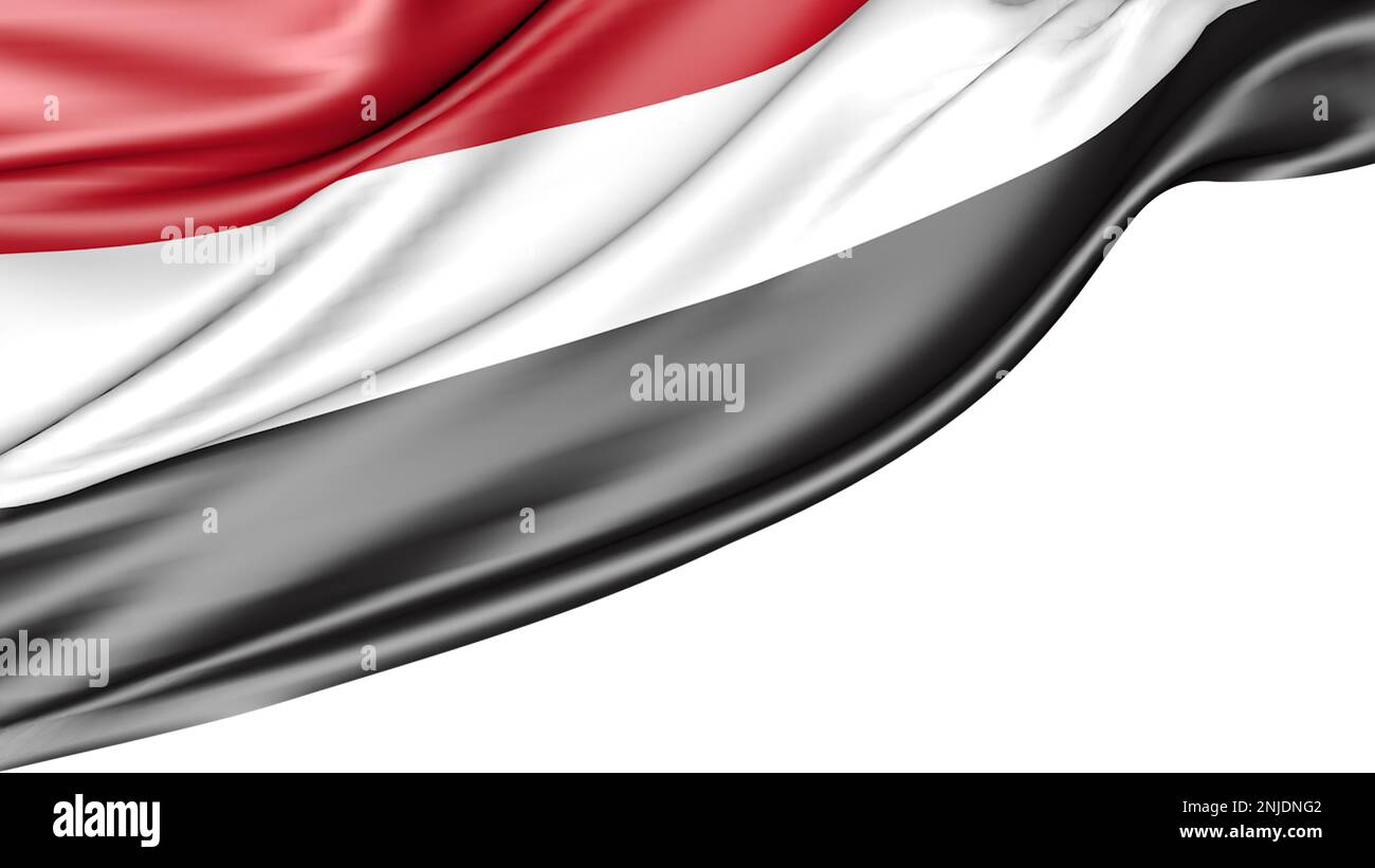 Yemen flag isolated on white background, 3D illustration Stock Photo ...