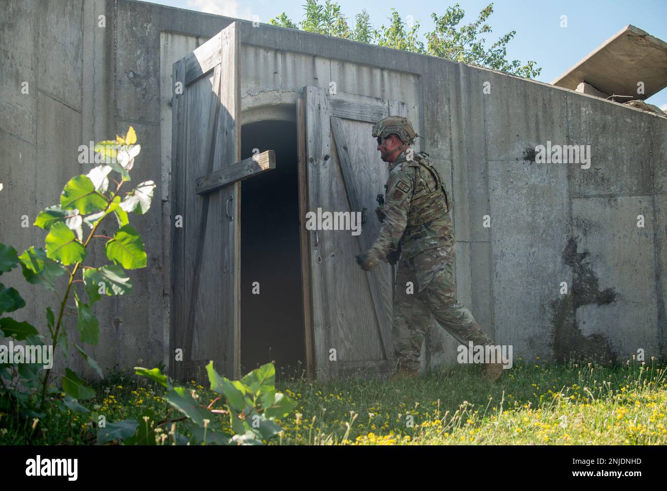 U.S. Air Force Staff Sgt. Kyle York, a combat arms instructor assigned ...
