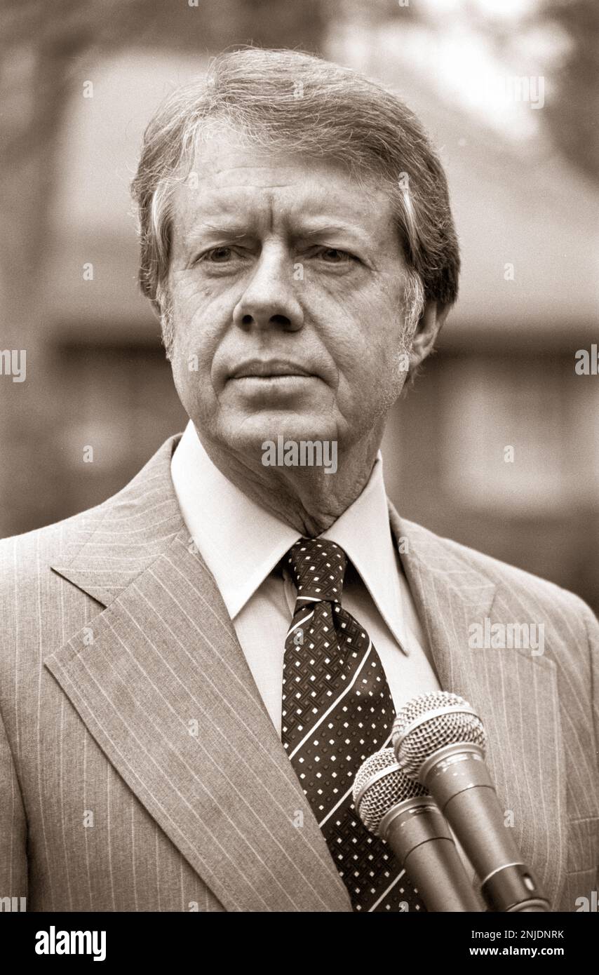President Jimmy Carter at his home in Plains, Georgia - 1977 Stock ...