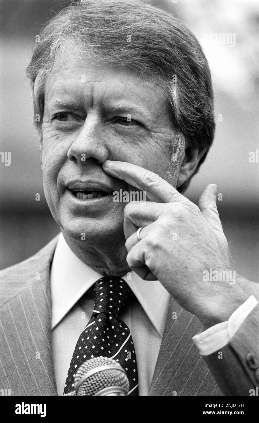 President Jimmy Carter at his home in Plains, Georgia - 1977 Stock ...