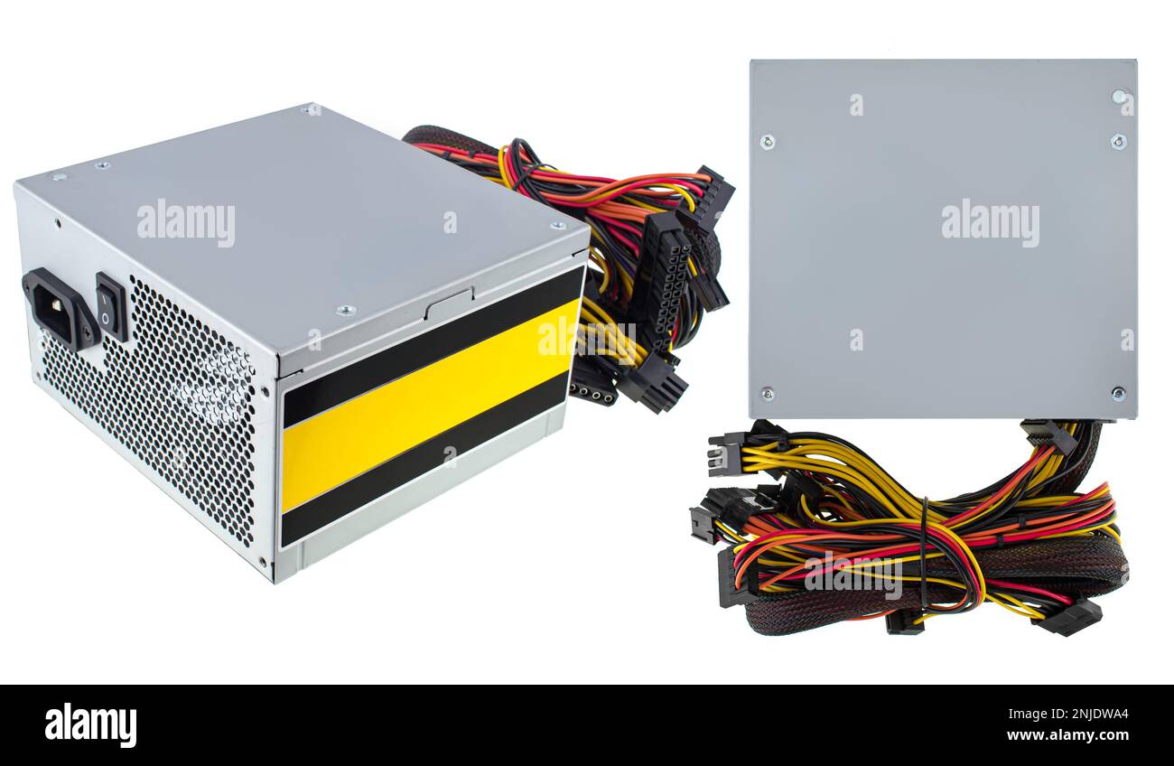 power supply for a computer, a spare part for a computer, on a white ...