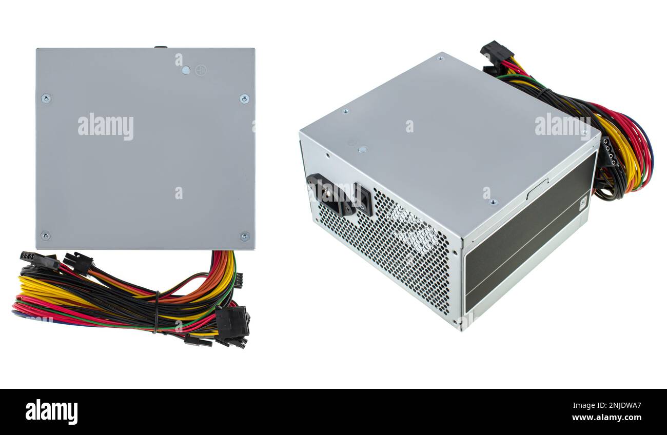 power supply for a computer, a spare part for a computer, on a white ...
