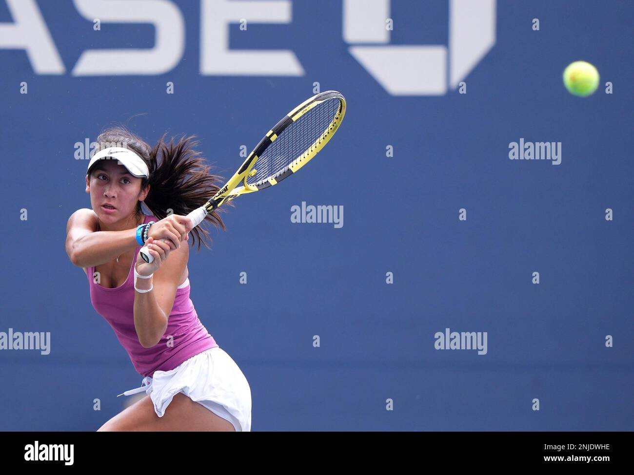Valerie Glozman in action during a junior girls' singles match at the ...
