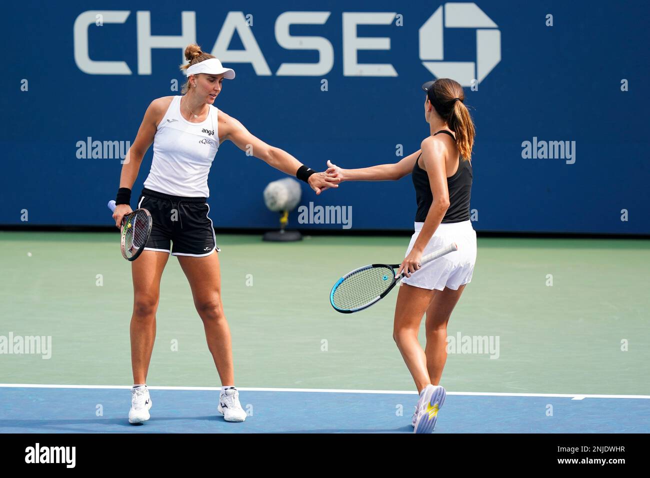 Beatriz Haddad Maia and Anna Danilina in action during a women's ...
