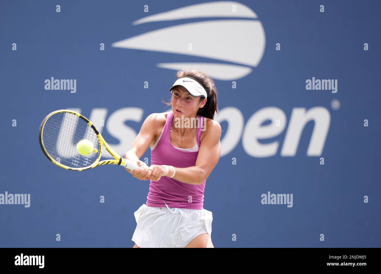 Valerie Glozman in action during a junior girls' singles match at the ...