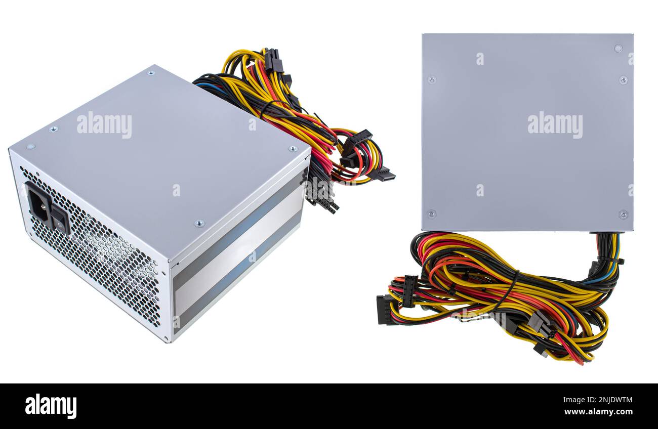 power supply for a computer, a spare part for a computer, on a white ...