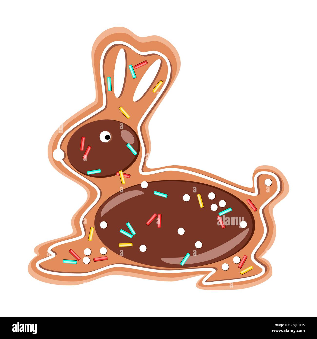 Gingerbread cookie bunny with chocolate decoration and icing vector ...