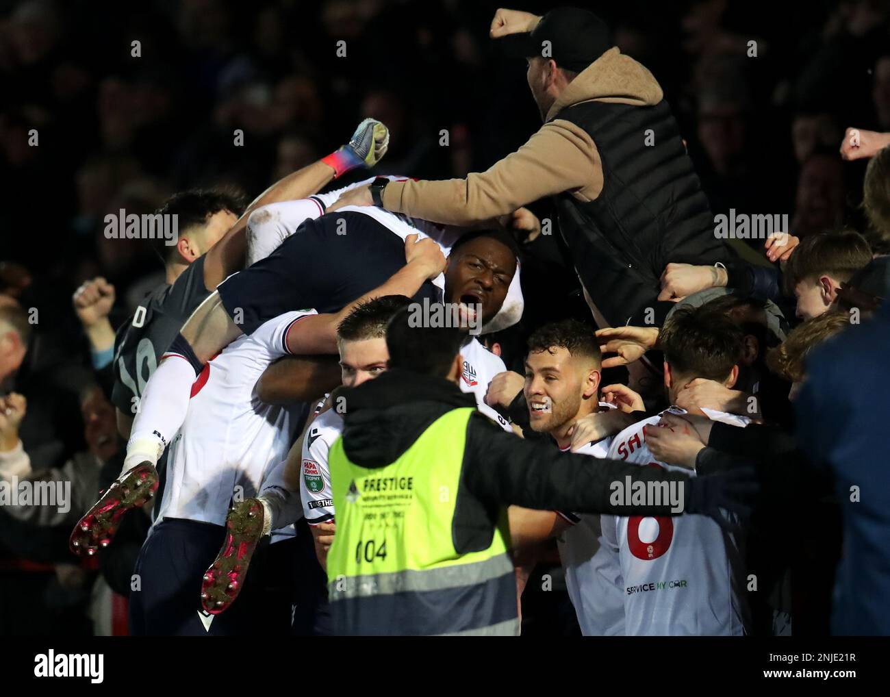 Bolton Wanderers' celebrate with fans after Aaron Morley scores their ...