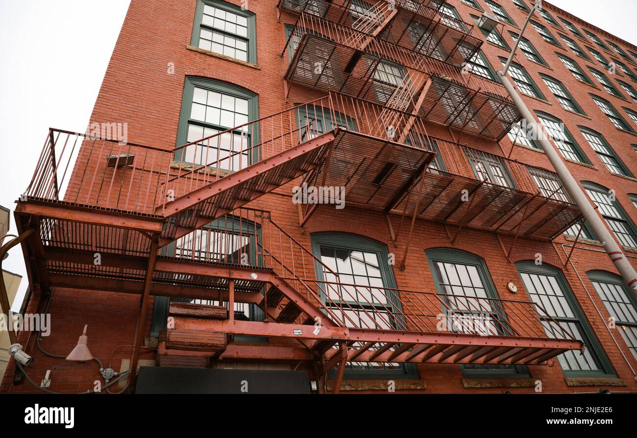 old brick building in city historic exterior apartment town Stock Photo ...