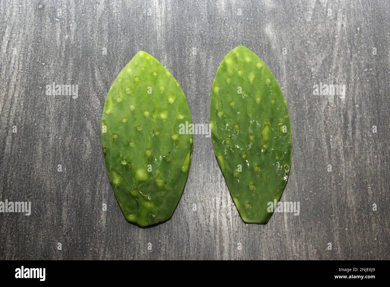 Fresh nopales ready to eat on wooden table, delicious food that comes ...