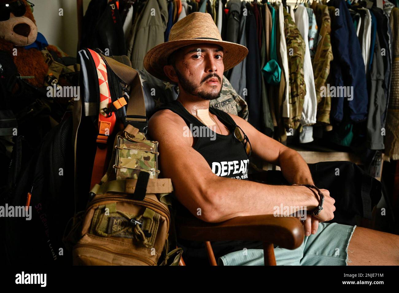 Juan Carlos La Verde, a firefighter and paramedic, poses for a portrait ...