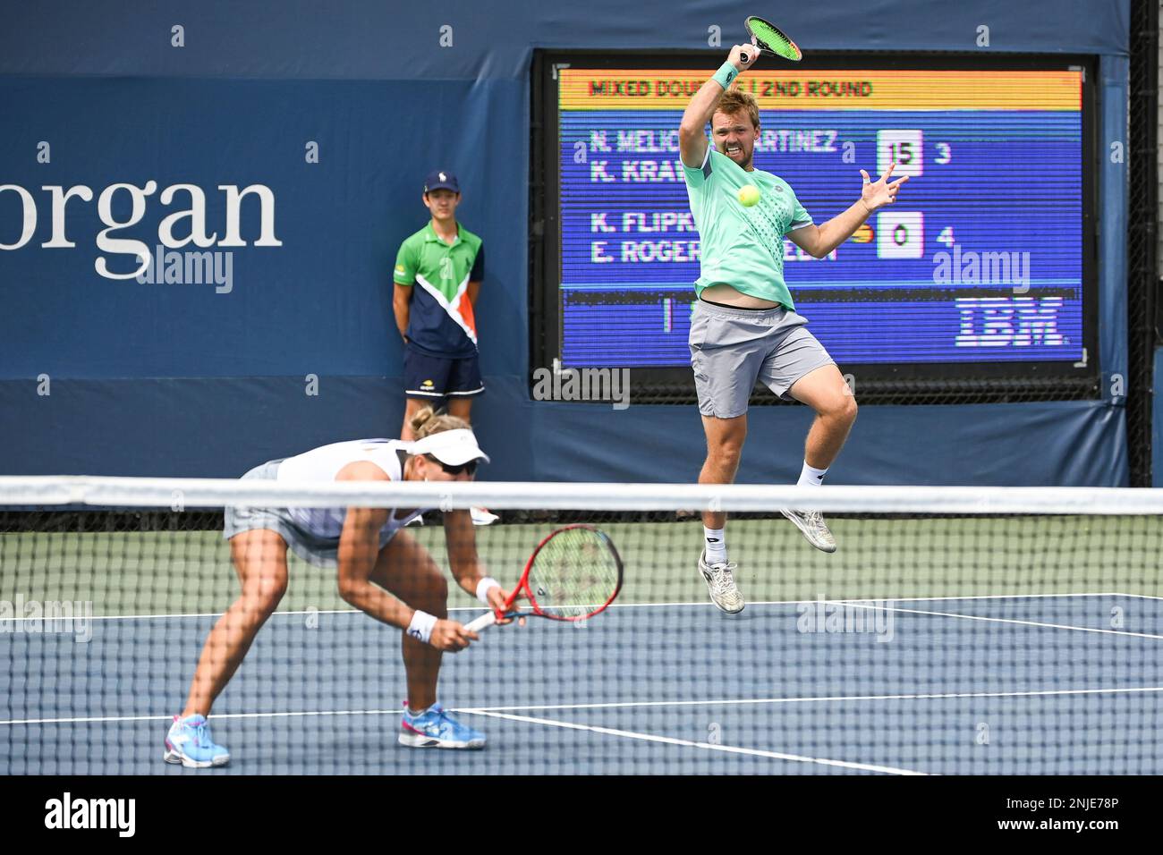 Kevin Krawietz and Nicole Melichar-Martinez in action during a mixed ...