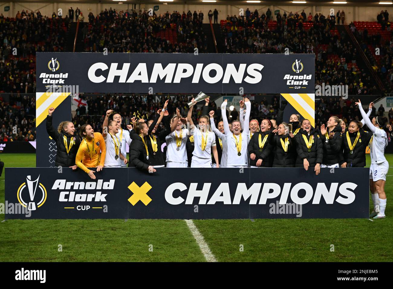 players of England pictured celebrating after winning a friendly women ...