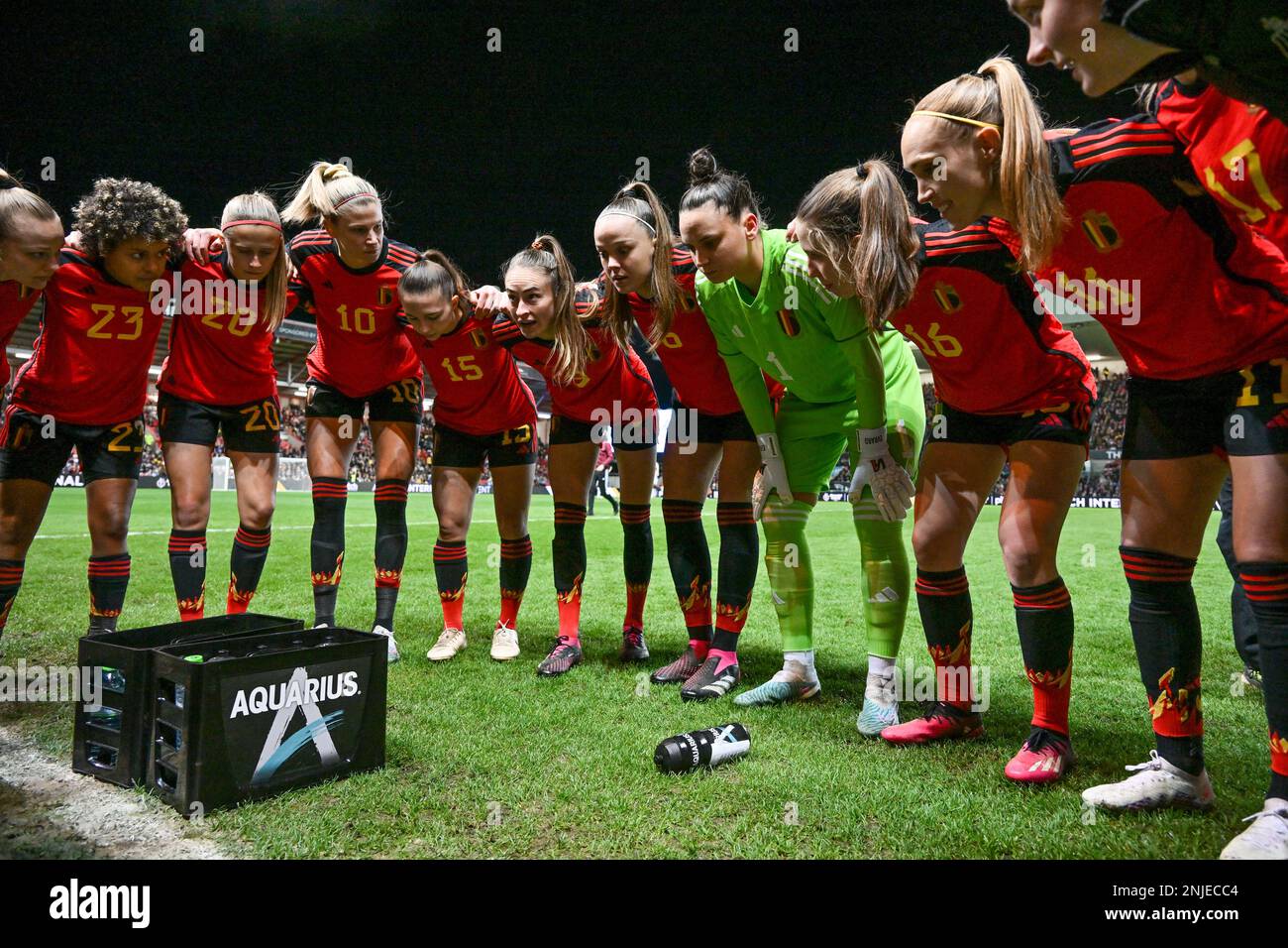 Belgian players pictured gathered together ahead of a friendly women ...