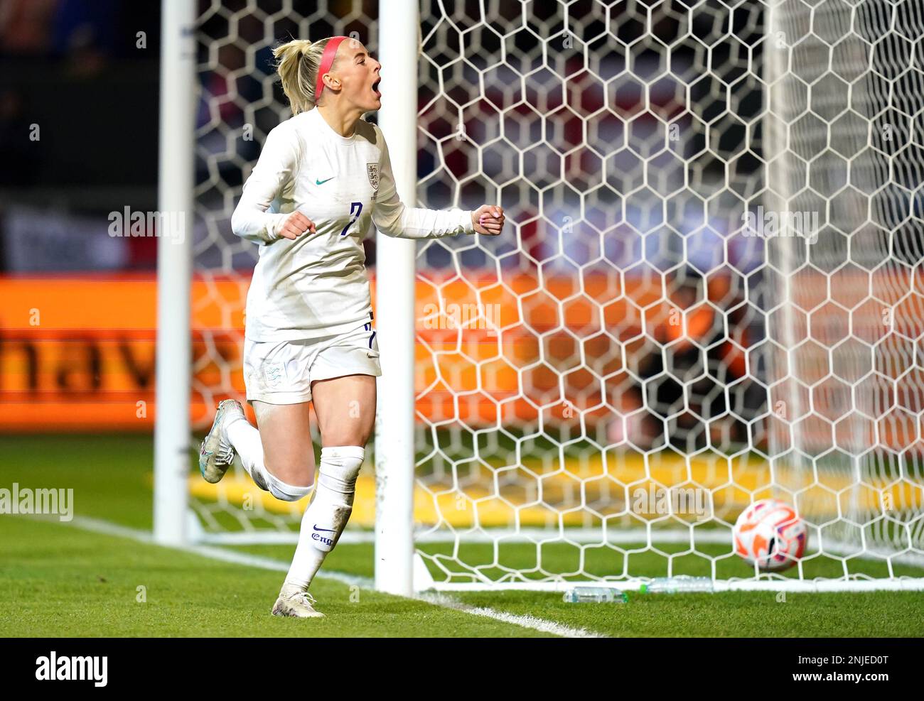England's Chloe Kelly celebrates scoring their side's third goal of the ...