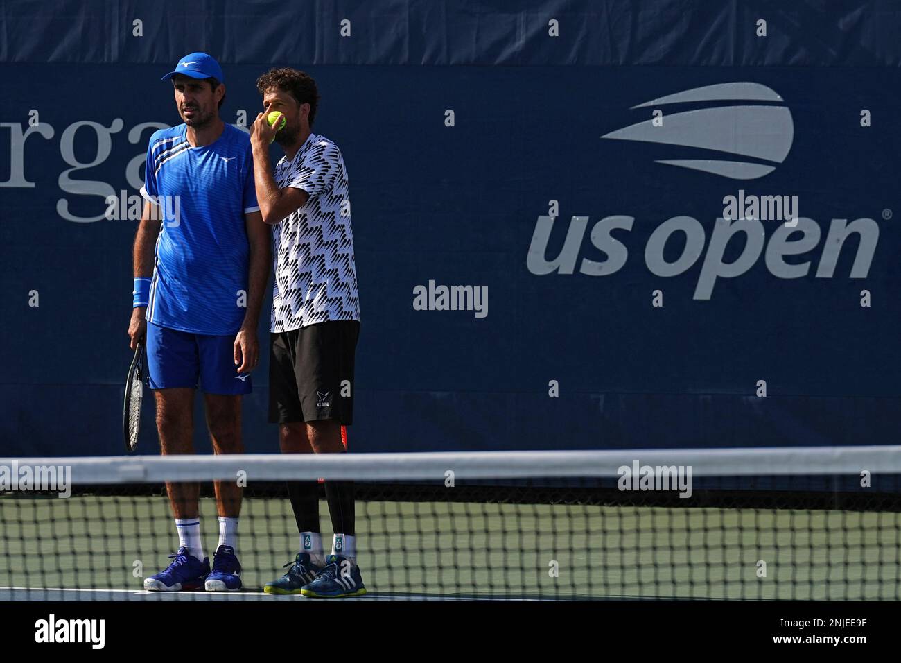 Philipp Oswald and Robin Haase in action during a men's doubles match ...