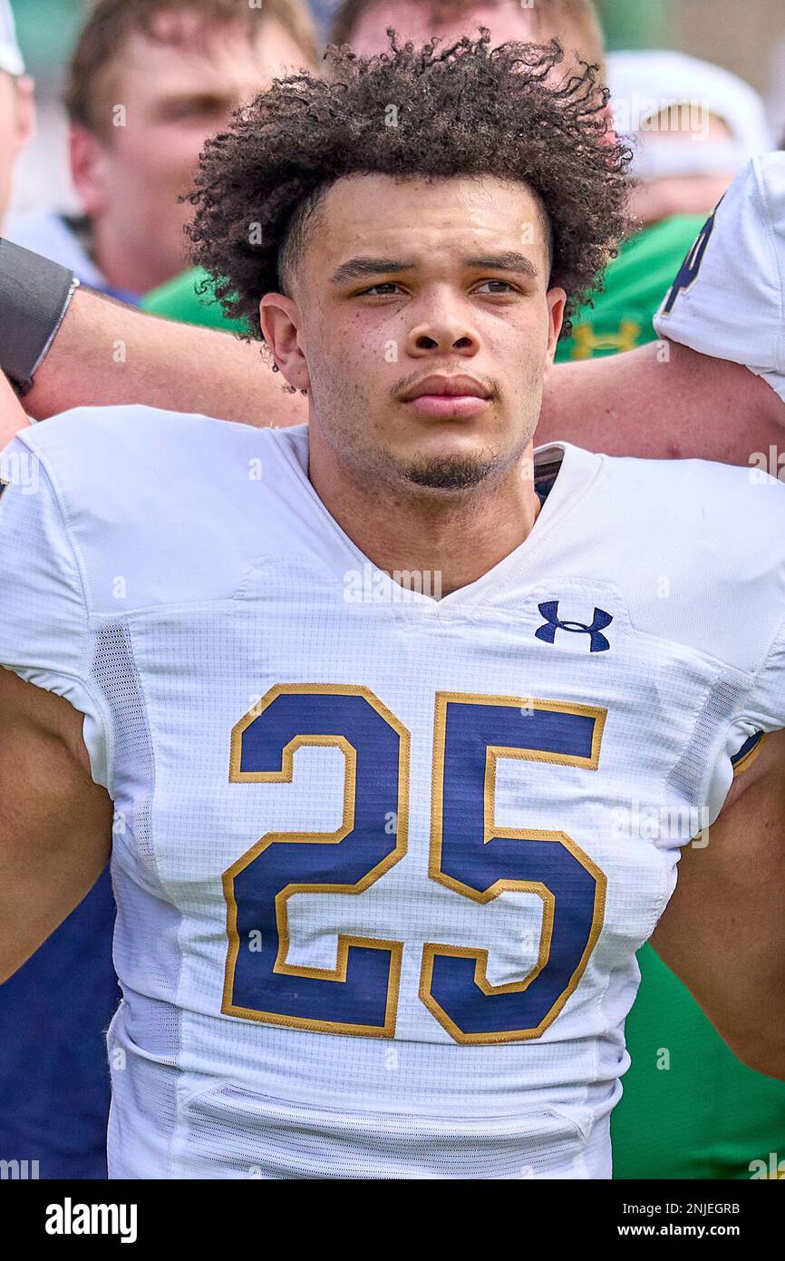 SOUTH BEND, IN - APRIL 23: Notre Dame corner back Philip Riley (25 ...