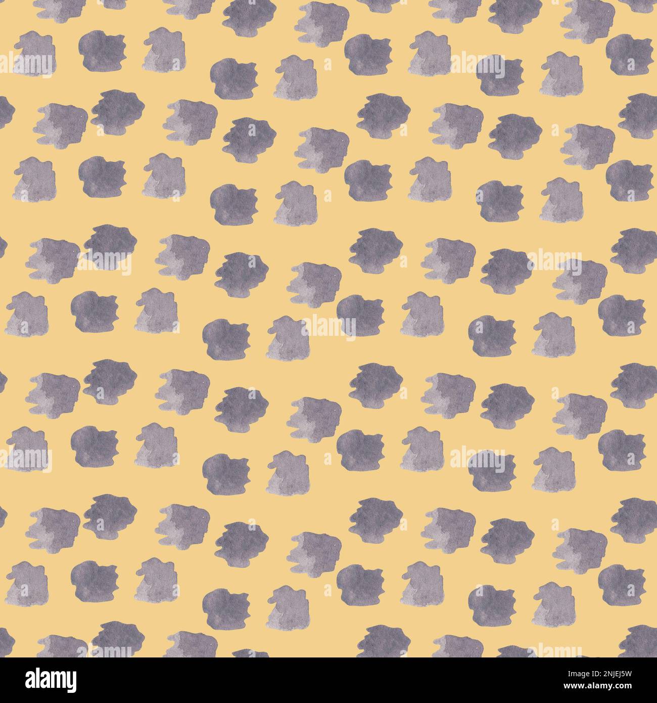 Abstract watercolor pattern with gray spots on a yellow background ...