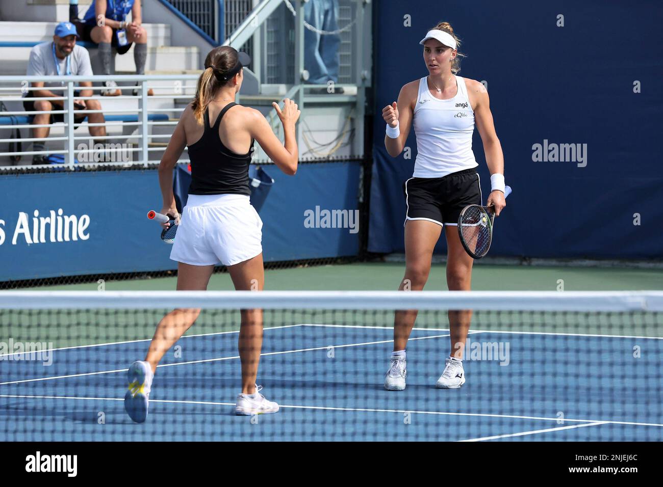 Beatriz Haddad Maia and Anna Danilina react during a women's doubles ...