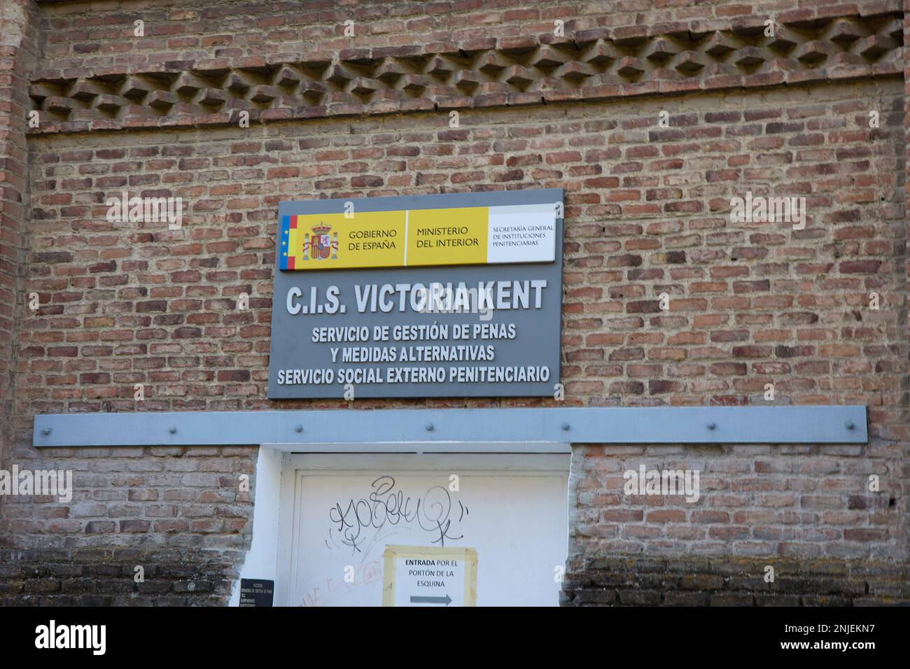 Plaque of the Victoria Kent Social Insertion Center, on September 2 ...