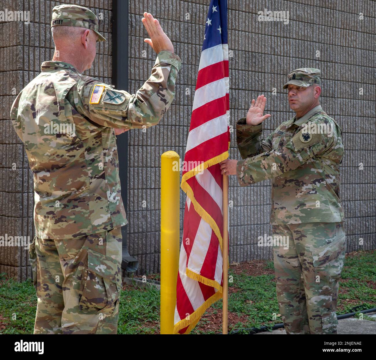 U.S. Army National Guard Sgt. Maj. Brandon Cook, commander of the 78th ...