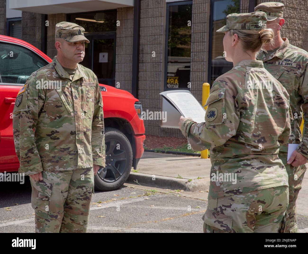 U.S. Army National Guard Sgt. Maj. Brandon Cook, commander of the 78th ...