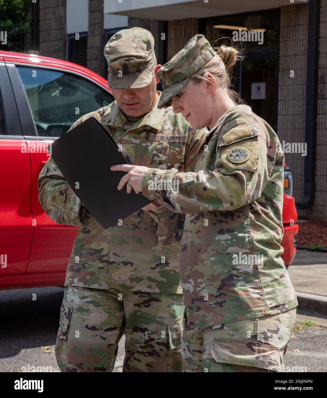 U.S. Army National Guard Sgt. Maj. Brandon Cook, commander of the 78th ...