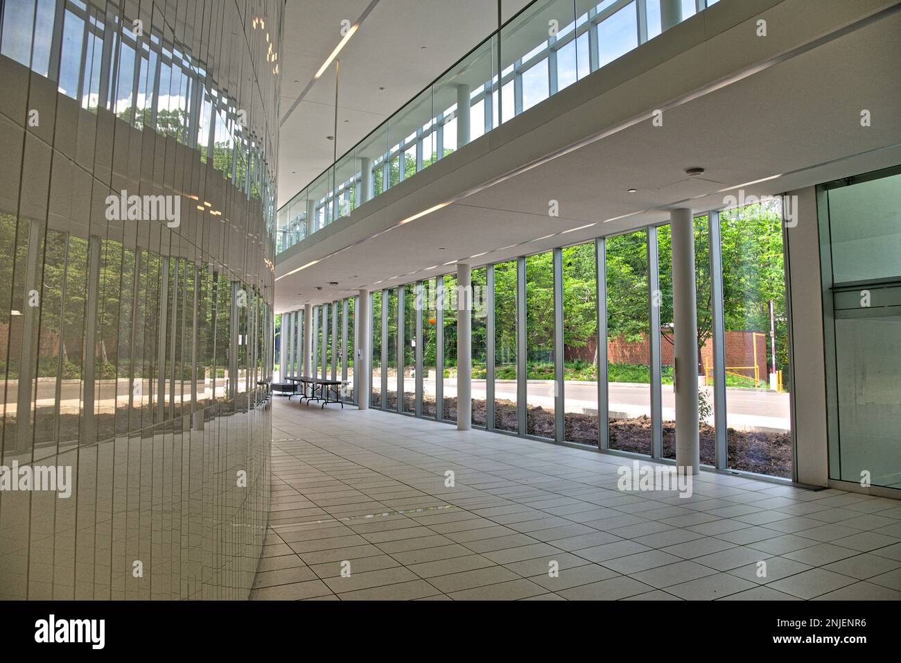 Contemporary architecture - Interior of a building entrance with a long ...
